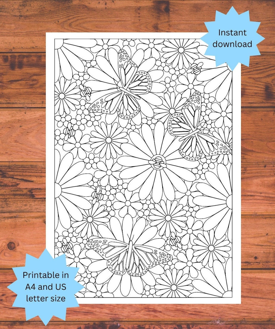 Printable Colouring Page for Adults Floral Colouring Page Printable in ...
