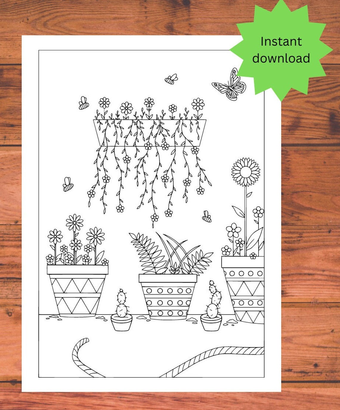 Printable Colouring Page for Adults Pot Plant Adult Colouring Page ...