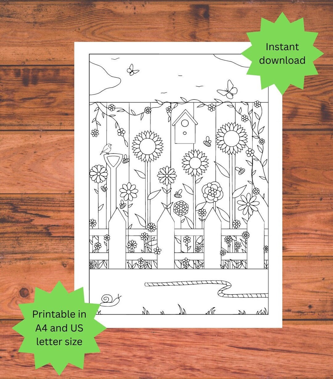Printable Summer Garden Colouring Page for Adults Printable in A4 and ...