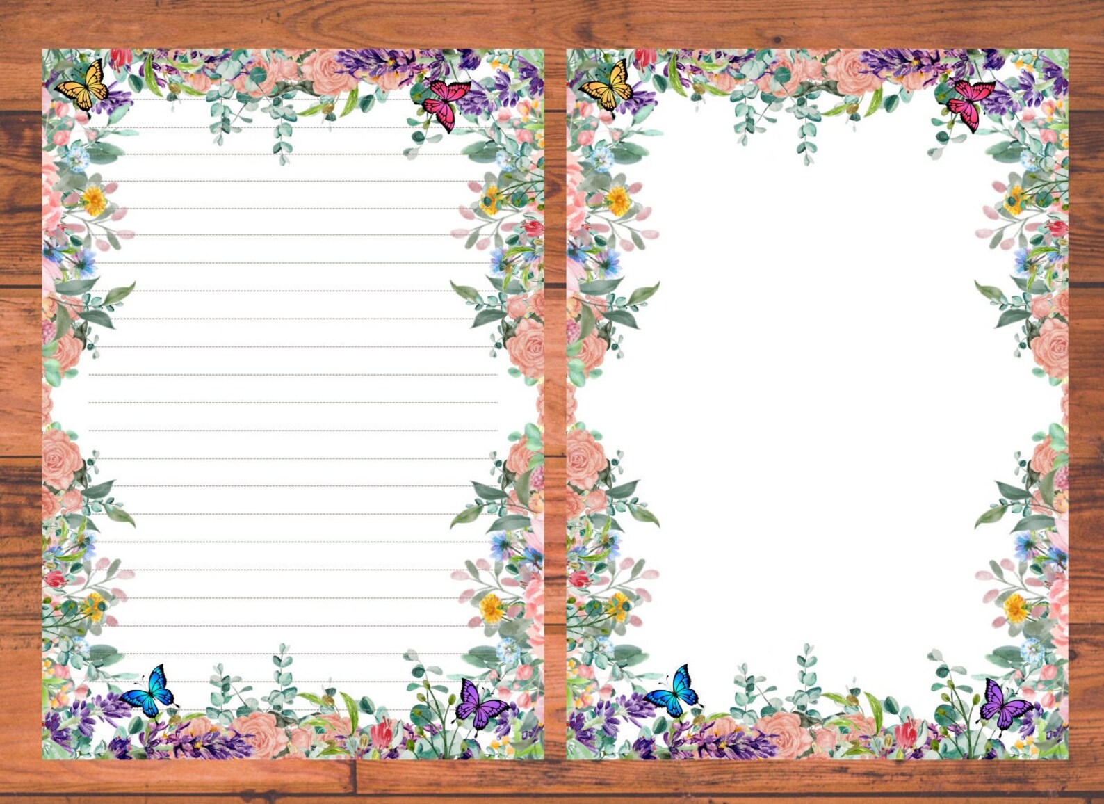 Note Page Printable Note Page Wildflowers and Butterflies Note Page ...