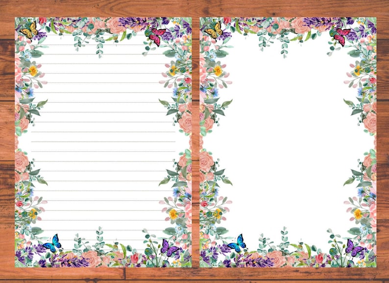 Note Page Printable Note Page Wildflowers and Butterflies Note Page ...