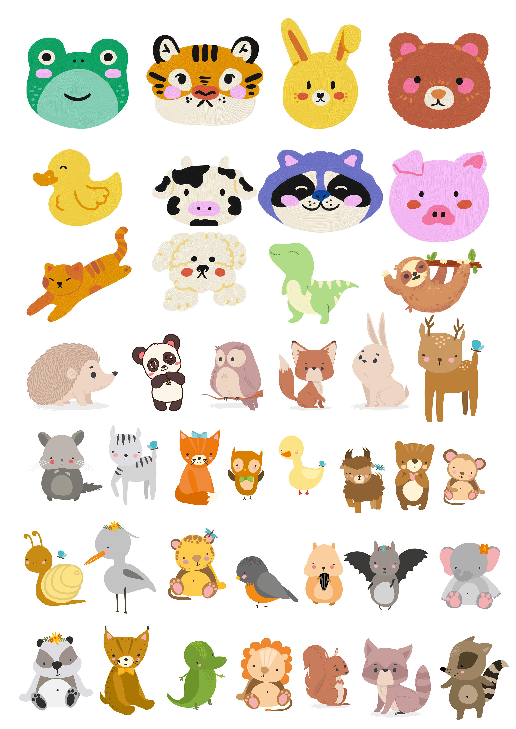Cute Animal Clip Art Bundle Svg,animal Svg Doodle Svg Cute Animal Svg ...