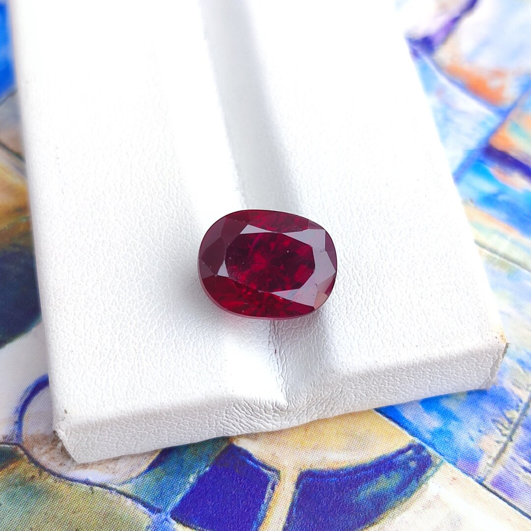 Buy Faceted Lab Created Ruby Gemstone/oval Shape Ruby Gemstone/ruby ...