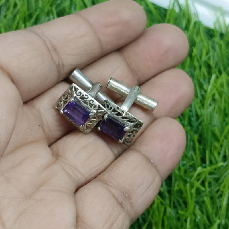 Amethyst Cufflinks - Etsy