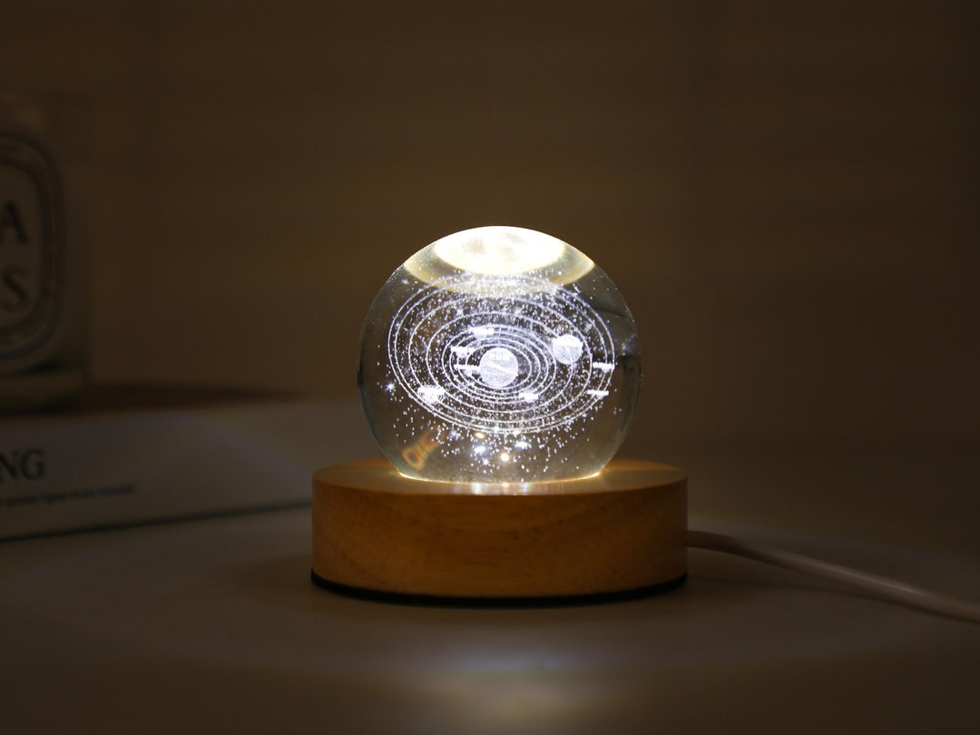 Personalized Planet Crystal Ball Lamp, Custom Made 3D Planet Solar ...