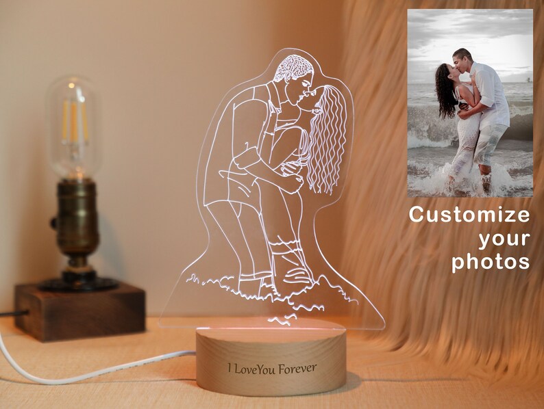 Personalized Wedding Lamp, 3D Picture Light, Custom 3D Light Gift for ...