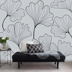 Leaf Wallpaper Modern Leaf Wallpaper Art Deco Wallpaper - Etsy