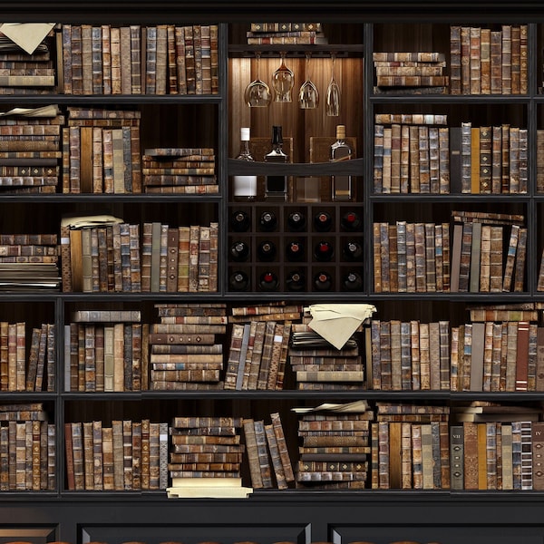 Library Wallpaper - Etsy