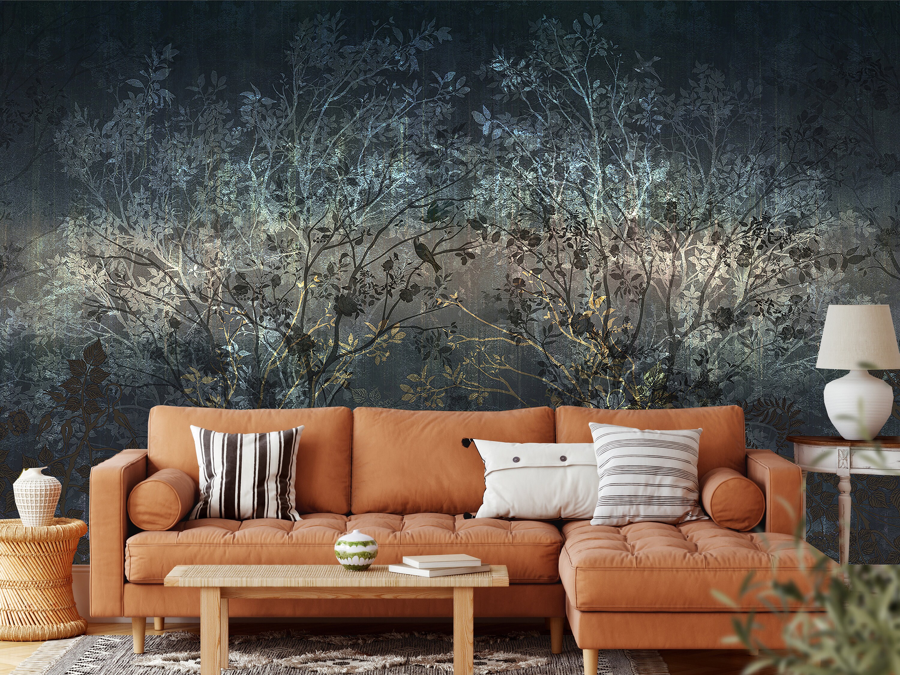 Dark Floral Wallpaper Peel and Stick Removable Wallpaper - Etsy