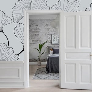 Leaf Wallpaper Modern Leaf Wallpaper Art Deco Wallpaper - Etsy