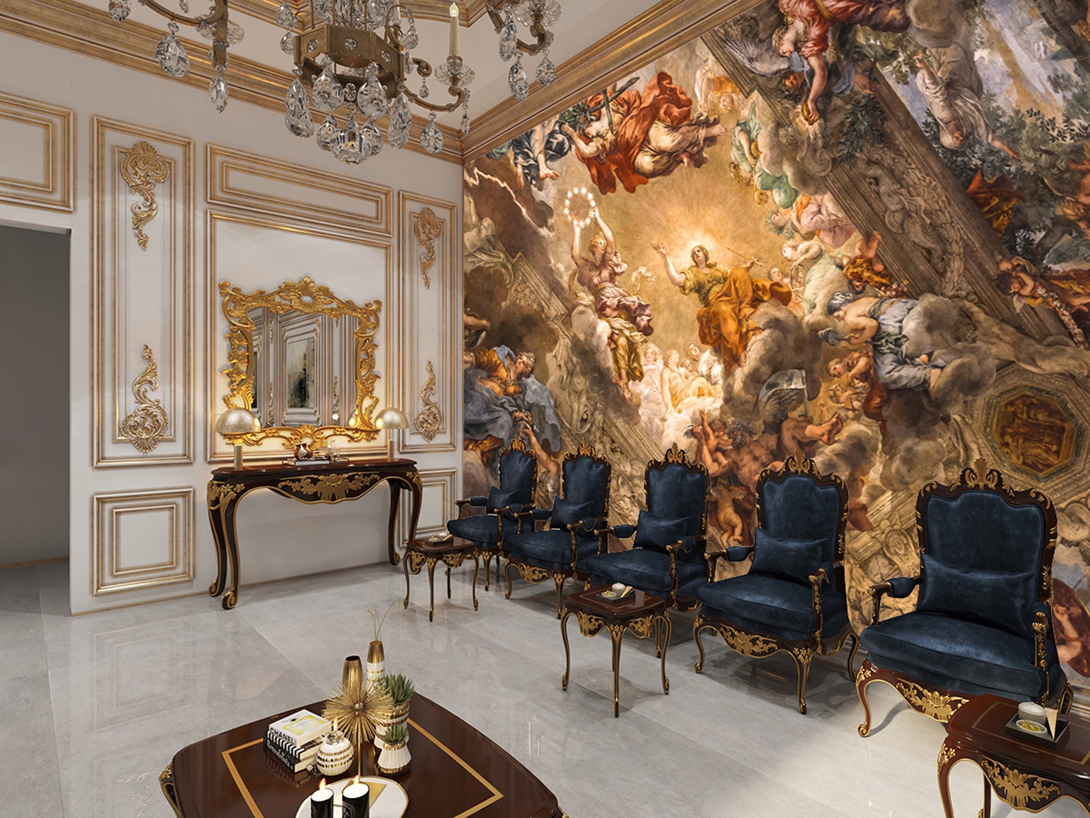 Baroque Wallpaper, Renaissance Wall Art, Italian Art, Ceiling Fresco by ...