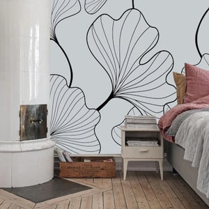Leaf Wallpaper Modern Leaf Wallpaper Art Deco Wallpaper - Etsy