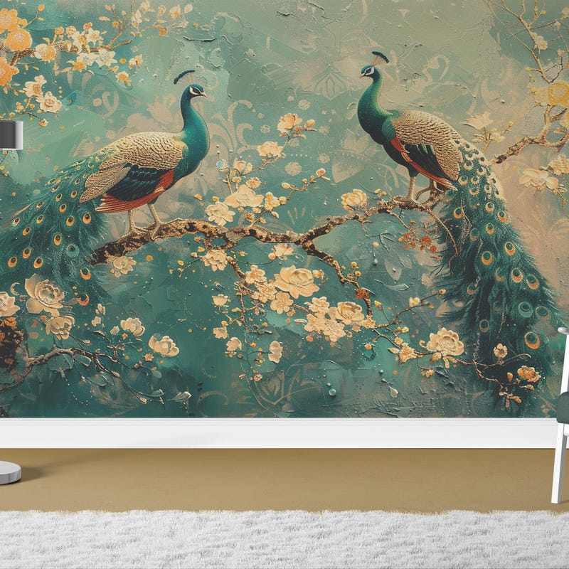 Peacock Wall Mural - Etsy