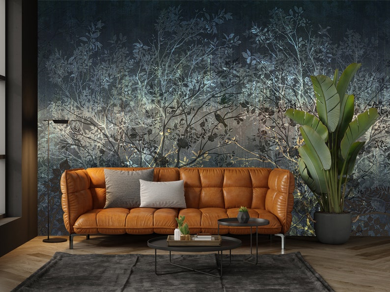 Dark Floral Wallpaper Peel and Stick Removable Wallpaper - Etsy