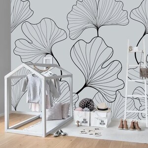 Leaf Wallpaper Modern Leaf Wallpaper Art Deco Wallpaper - Etsy