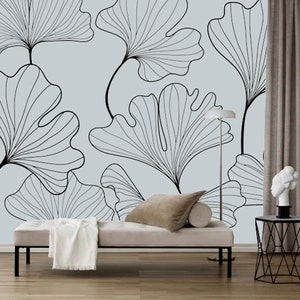 Leaf Wallpaper Modern Leaf Wallpaper Art Deco Wallpaper - Etsy