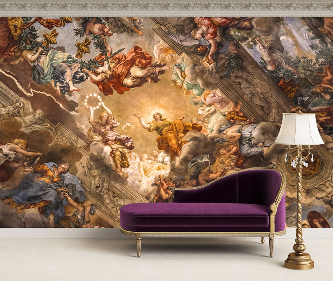 Baroque Wallpaper Renaissance Wall Art Italian Art Ceiling - Etsy