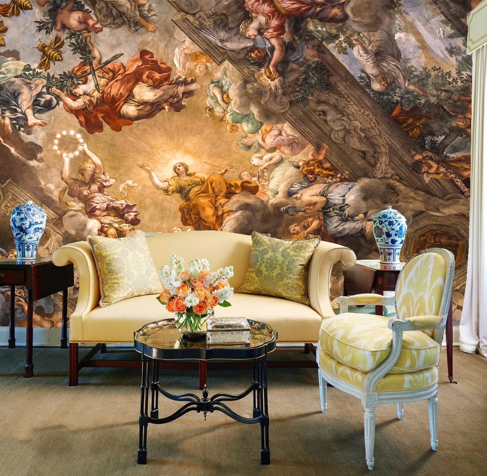 Baroque Wallpaper Renaissance Wall Art Italian Art Ceiling - Etsy