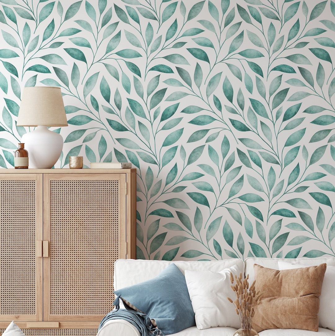 Green, Leaf Wallpaper, Peel and Stick Wallpaper, Removable Wallpaper ...