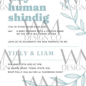 Tiny Human Shindig PACK, Mist, Baby Shower Invite, Editable Template ...