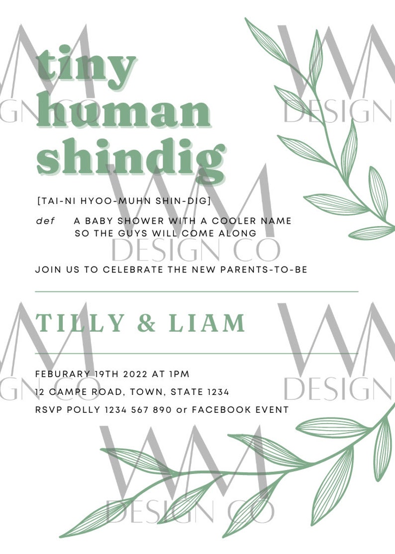 Tiny Human Shindig PACK, Baby Shower Invite, Editable Template ...