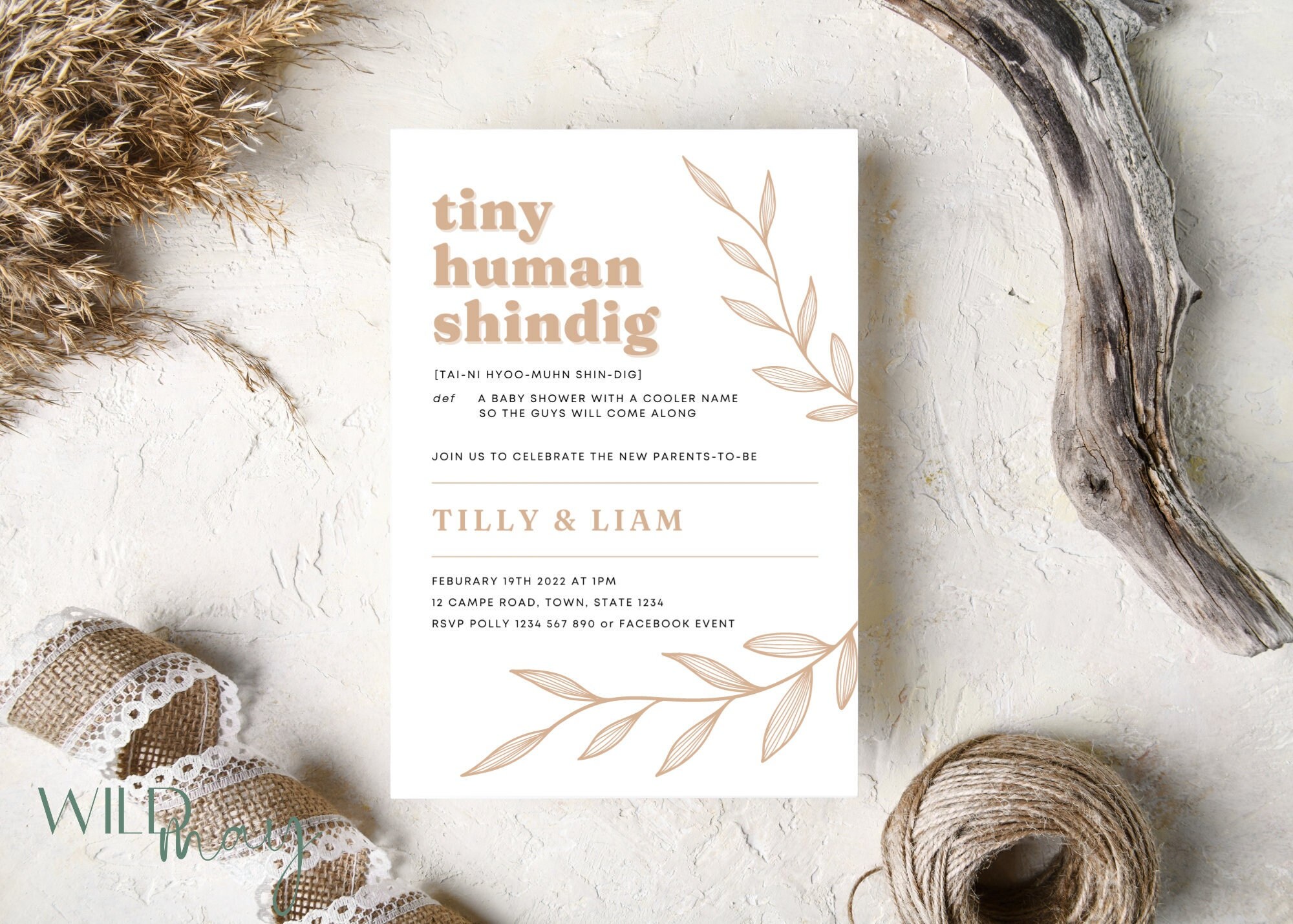 Tiny Human Shindig PACK, Baby Shower Invite, Editable Template ...