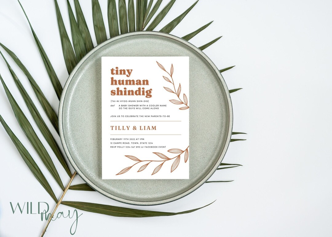 Tiny Human Shindig PACK, Baby Shower Invite, Editable Template ...