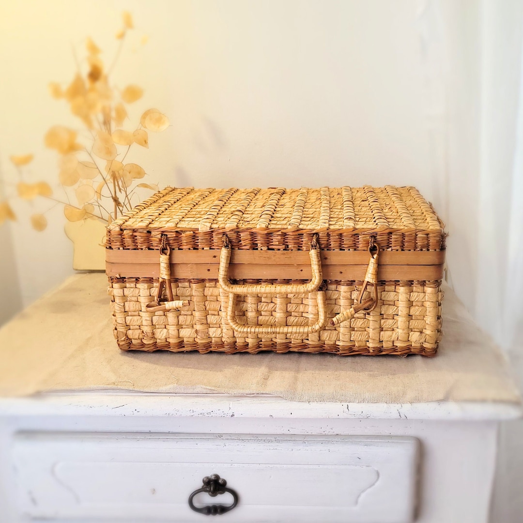 Vintage Wicker Briefcase. Rattan Suitcase. Picnic Basket - Etsy