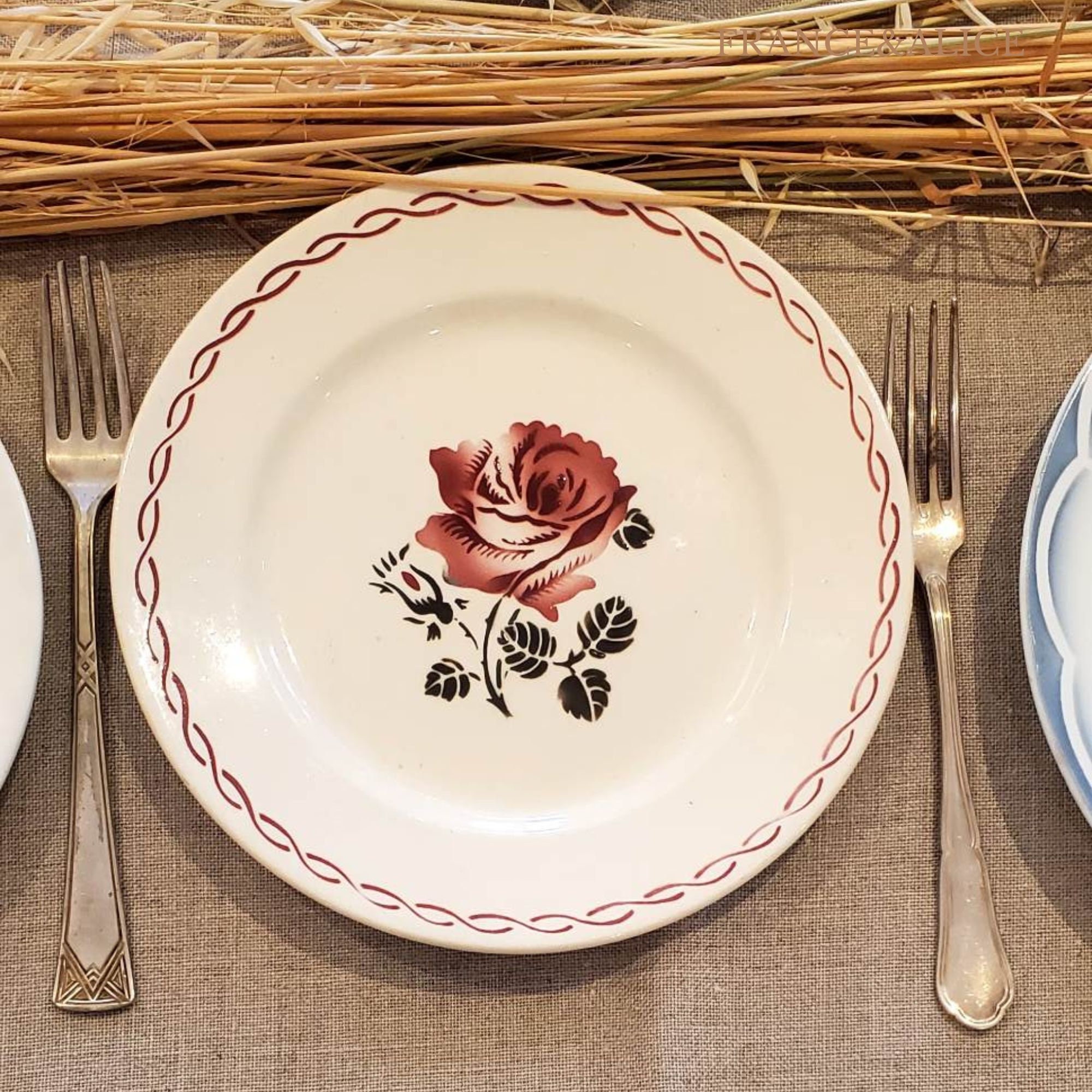 French Vintage Mismatched Dessert Plates Set Camille - Etsy