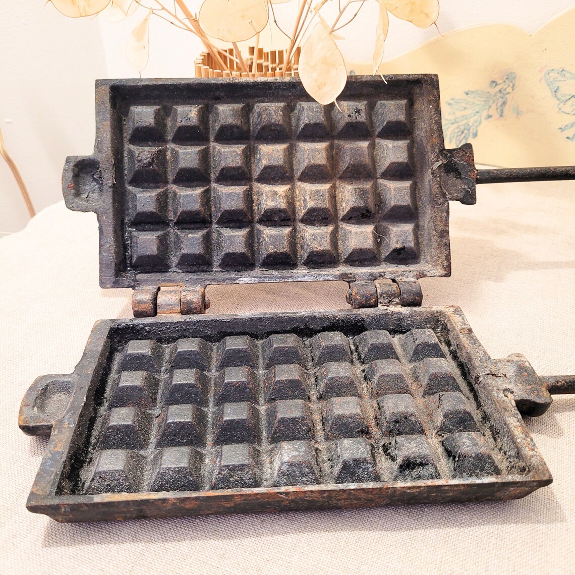 Vintage Cast Iron Waffle Maker - Rectangular Waffle Maker - Kitchen ...
