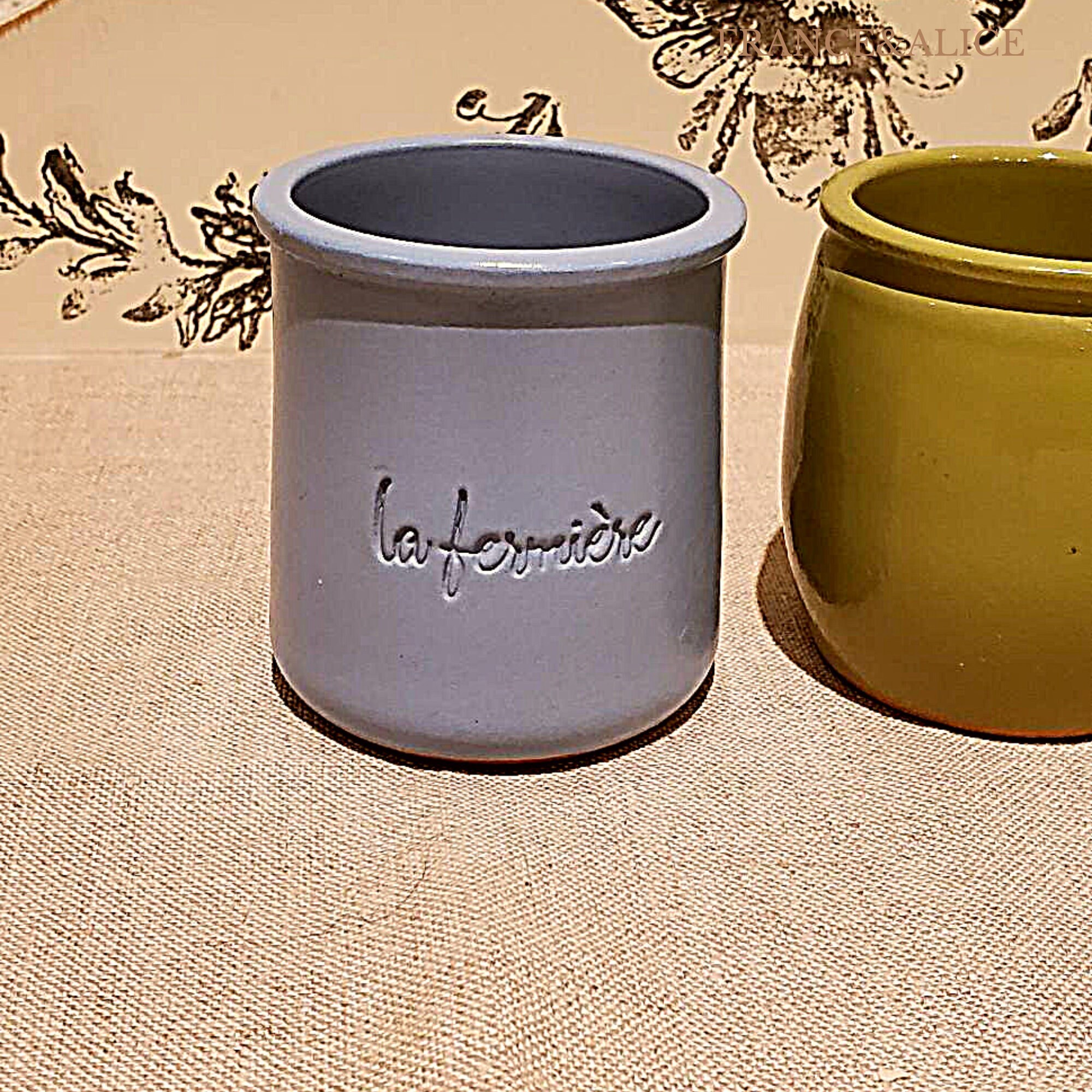 3 Vintage Yogurt Pots in Enamelled Terracotta in Assorted Colors ...