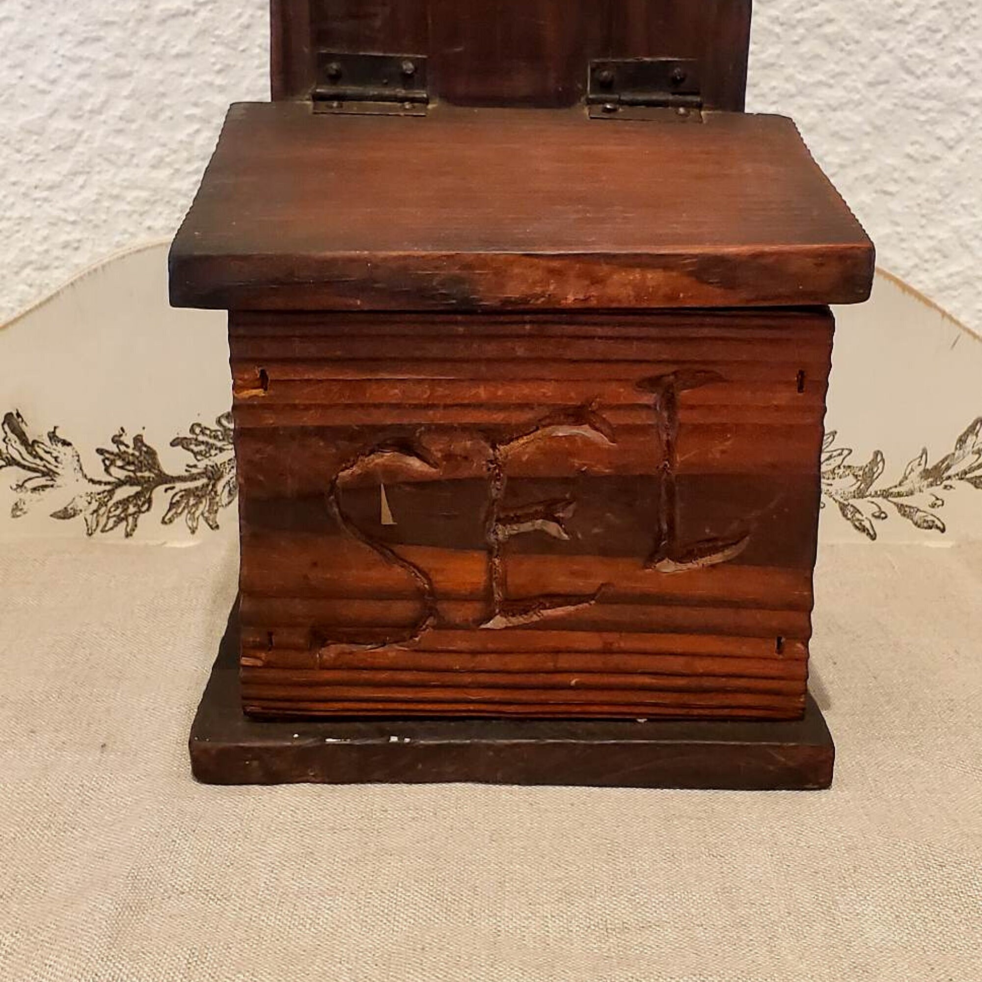 Vintage Wooden Salt Box. Antique Salt Box Engraved - Etsy