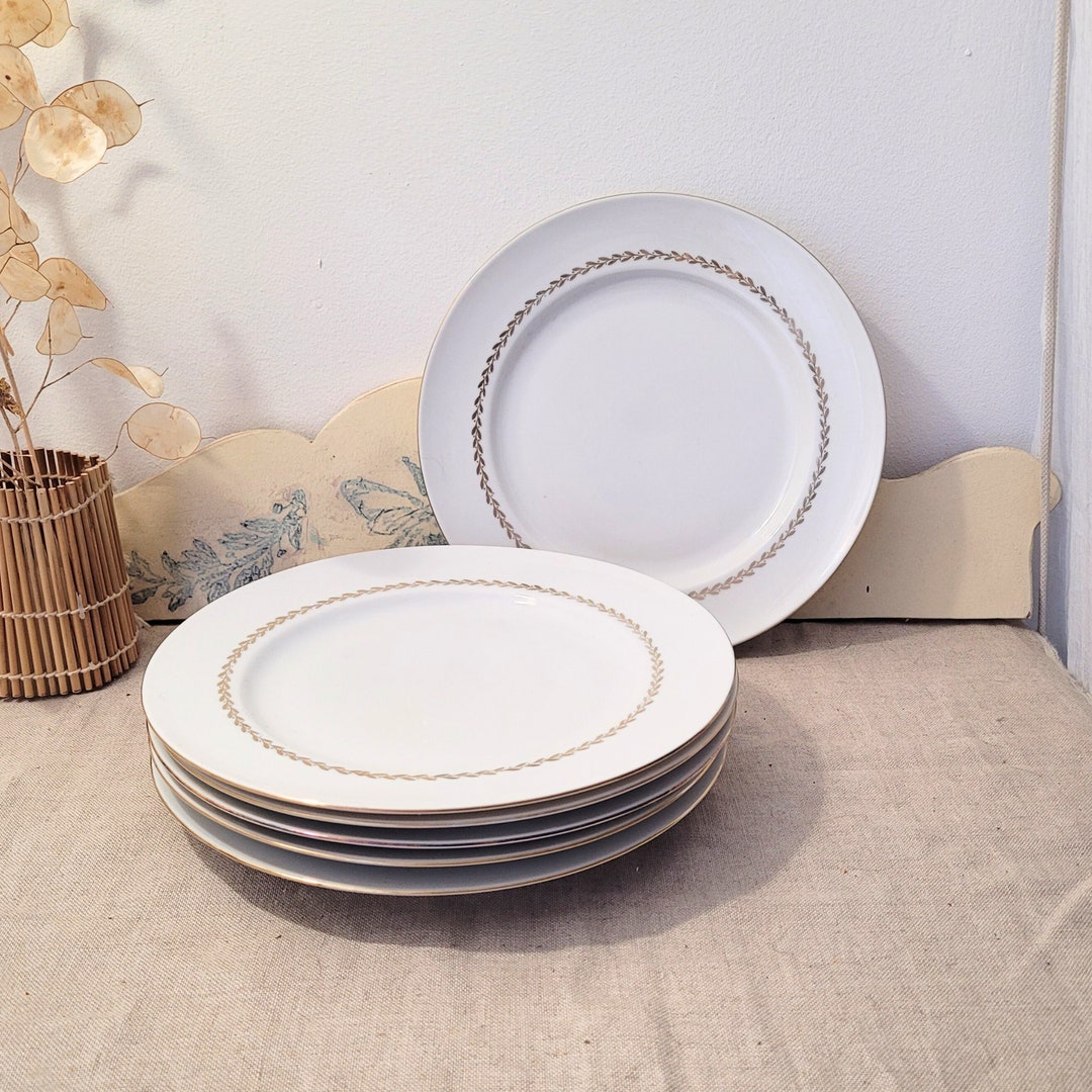 Very Chic Service of 6 Flat Plates in “BAVARIA” White Porcelain ...