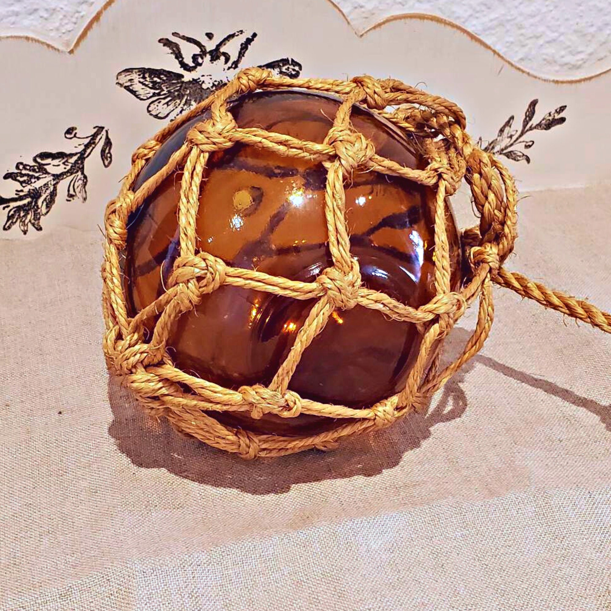 Vintage Amber Glass Float Ball. Old Float Ball. Glass Buoy - Etsy