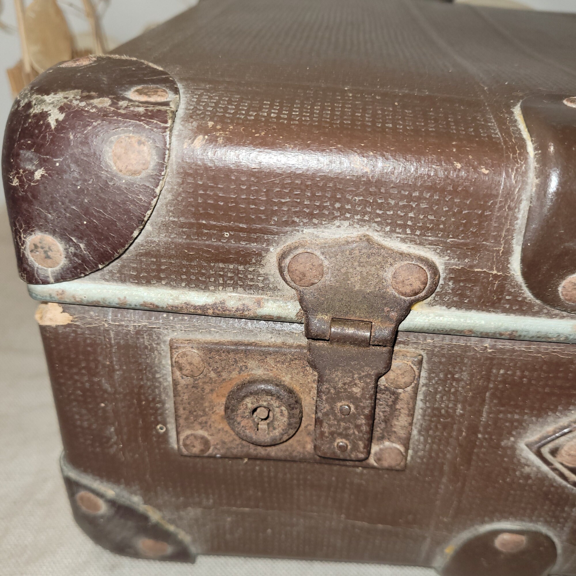 Vintage Cardboard Brown Suitcase Old Flea Market Travel Suitcase ...