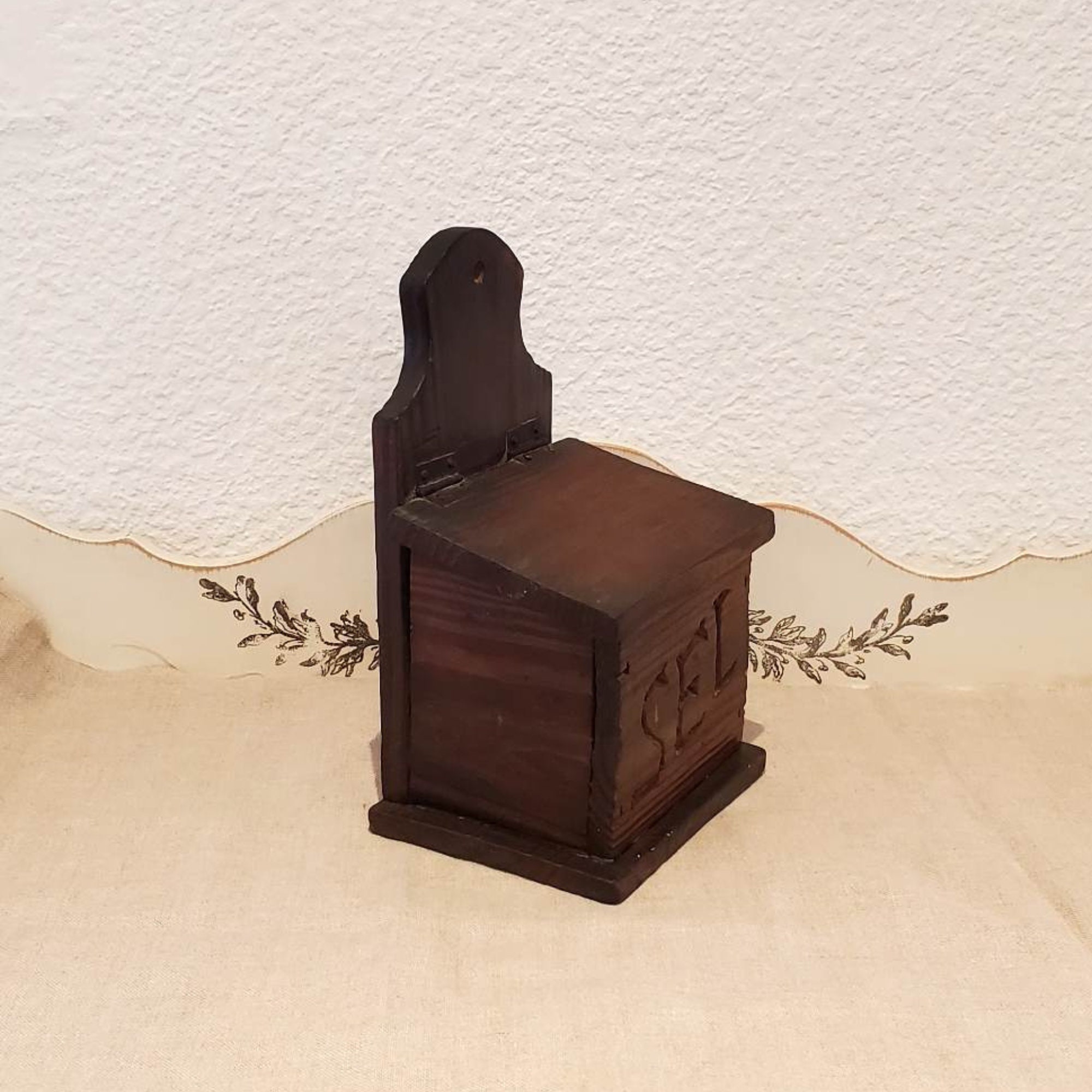 Vintage Wooden Salt Box. Antique Salt Box Engraved - Etsy