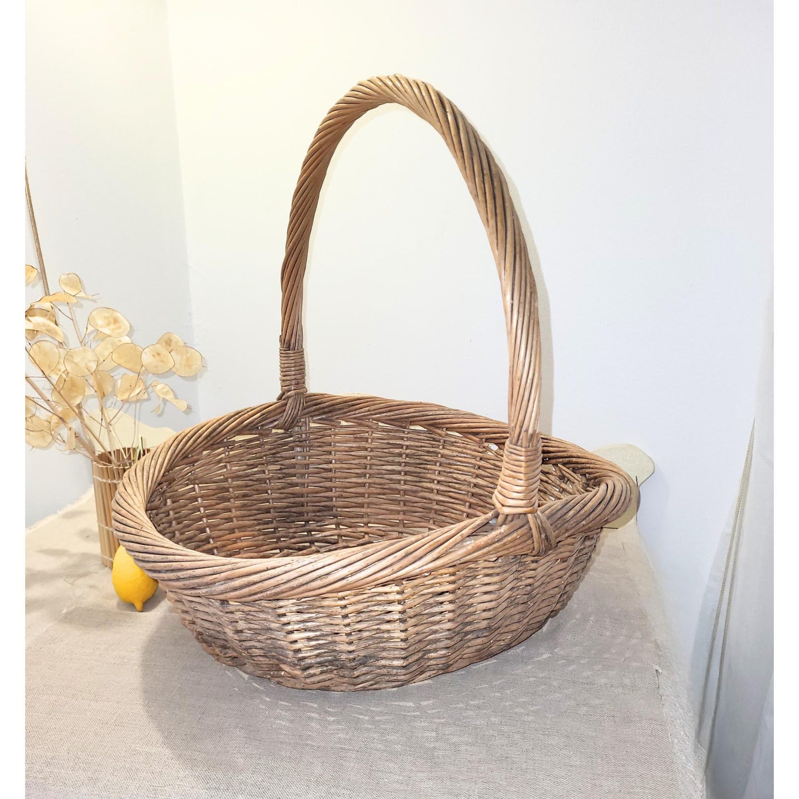 Antique Provençal Wicker Basket – Large Rustic Market Basket, Perfect ...