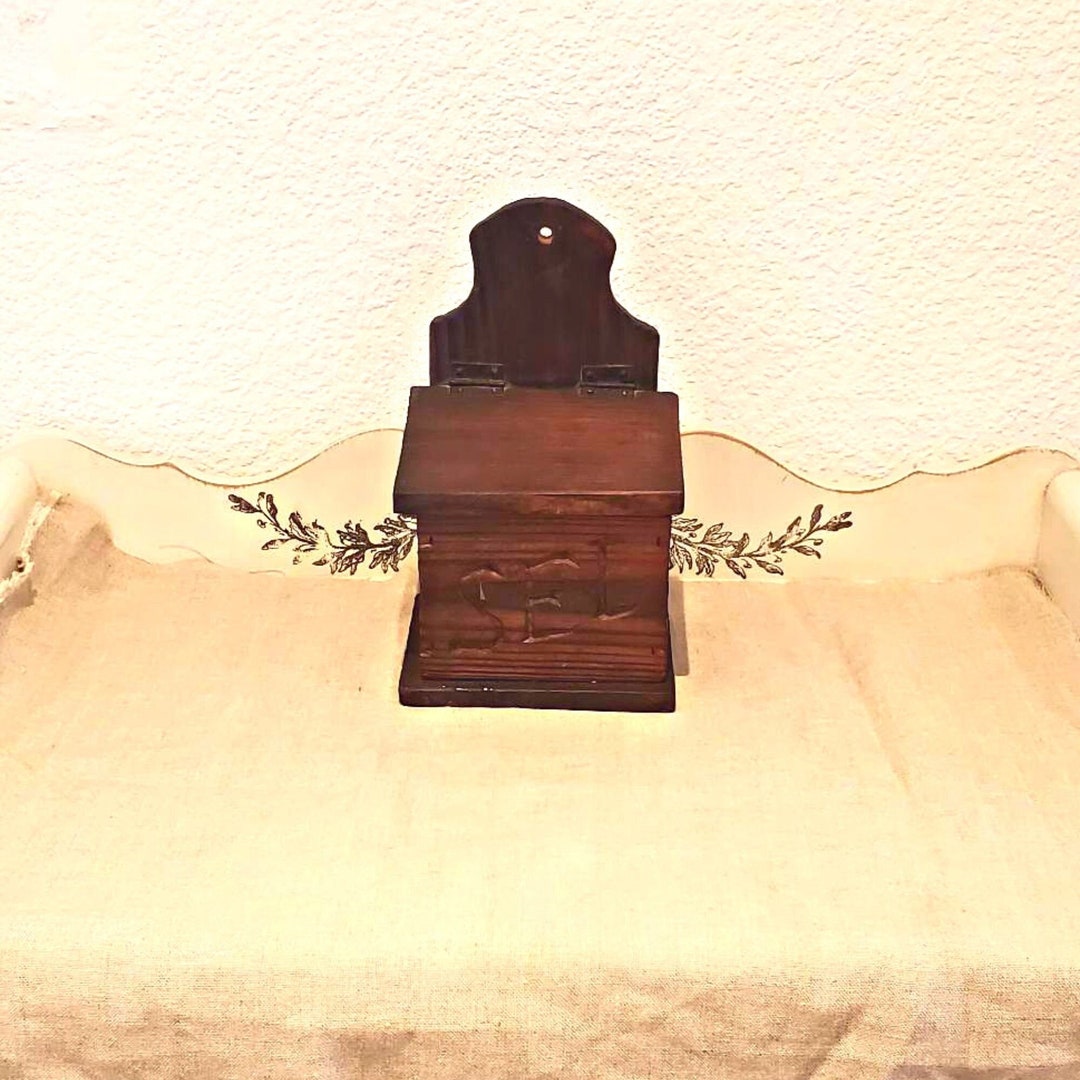 Vintage Wooden Salt Box. Antique Salt Box Engraved "salt". Old Salt Box ...