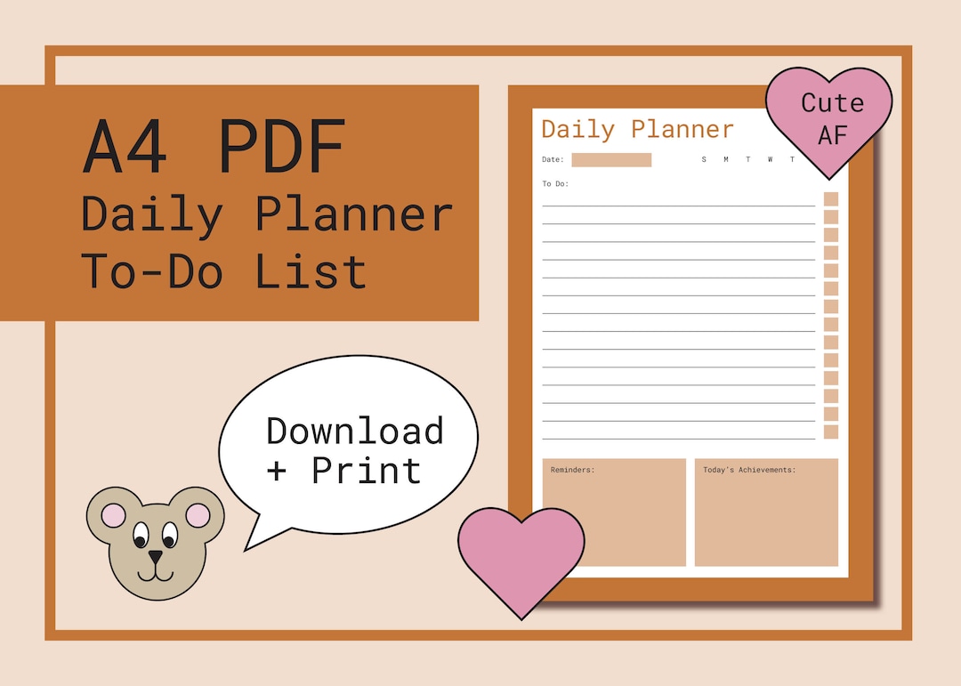 Terracotta Orange Cute Minimal Printable Daily Planner, to Do List ...