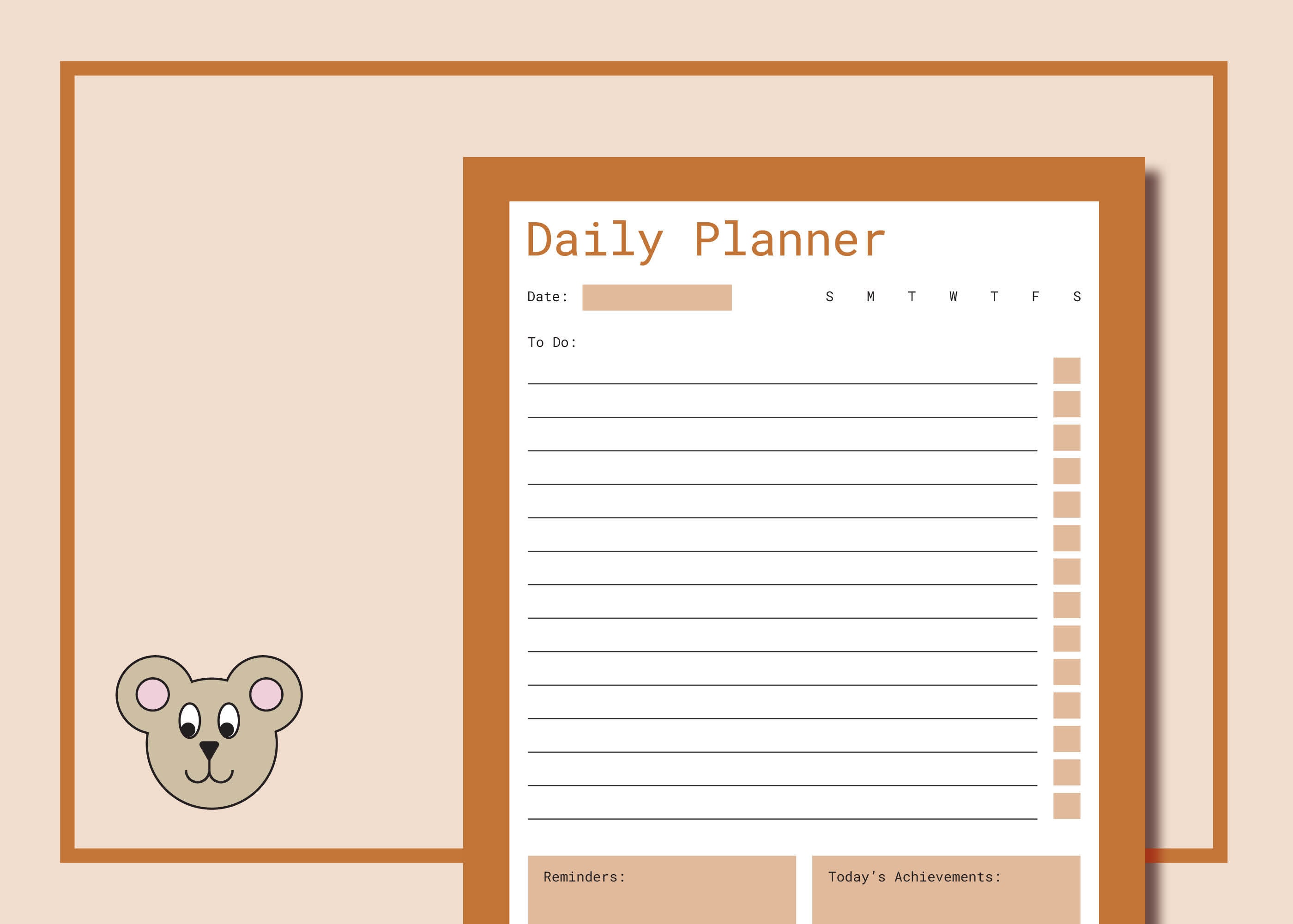 Terracotta Orange Cute Minimal Printable Daily Planner, to Do List ...
