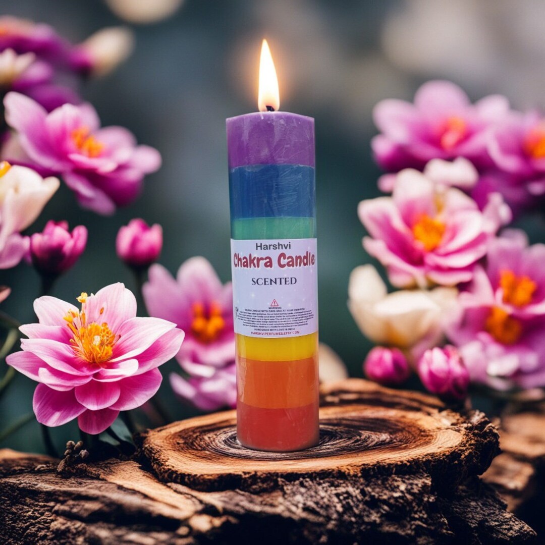 Scented Chakra Pillar Candle for Meditation, Aromatherapy, Altar ...