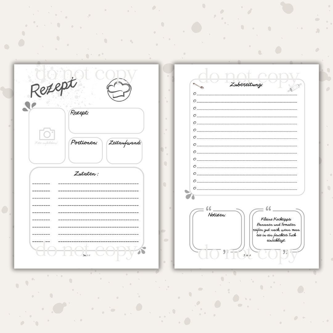 Recipe Book to Fill Out / Cookbook to Write Yourself / Recipe Templates ...
