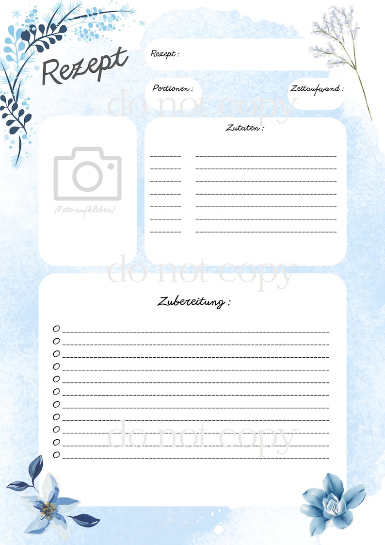 4 Rezeptvorlagen in unterschiedlichen Designs / Vorlagen zum sofortigen ...