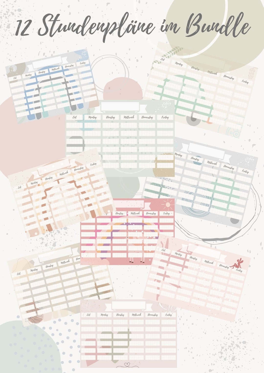 12 Timetables in a Bundle / Timetable for Printing / Template / Ready ...