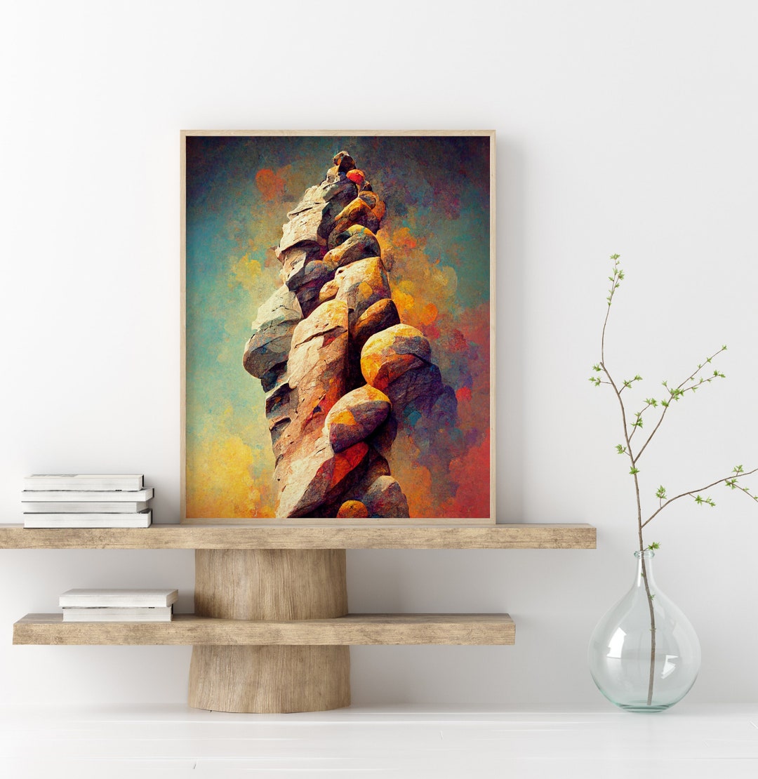 Rock Climbing Art, Rock Face Wall Art DIGITAL PRINT, Abstract Colorful ...