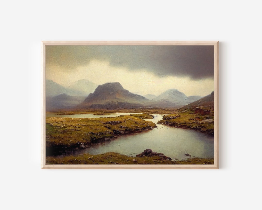 Scotland Painting Vintage Landscape Print Scottish Highlands Rustic ...