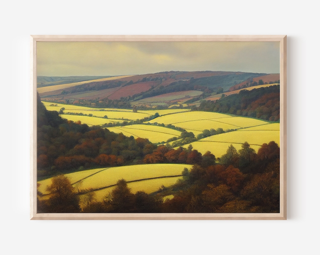 Wye Valley Painting, PRINTABLE Wales Wall Art, Vintage Landscape Print ...