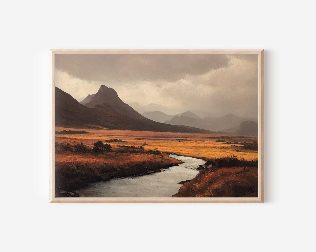 Scotland Painting Vintage Landscape Print Scottish Highlands Rustic ...