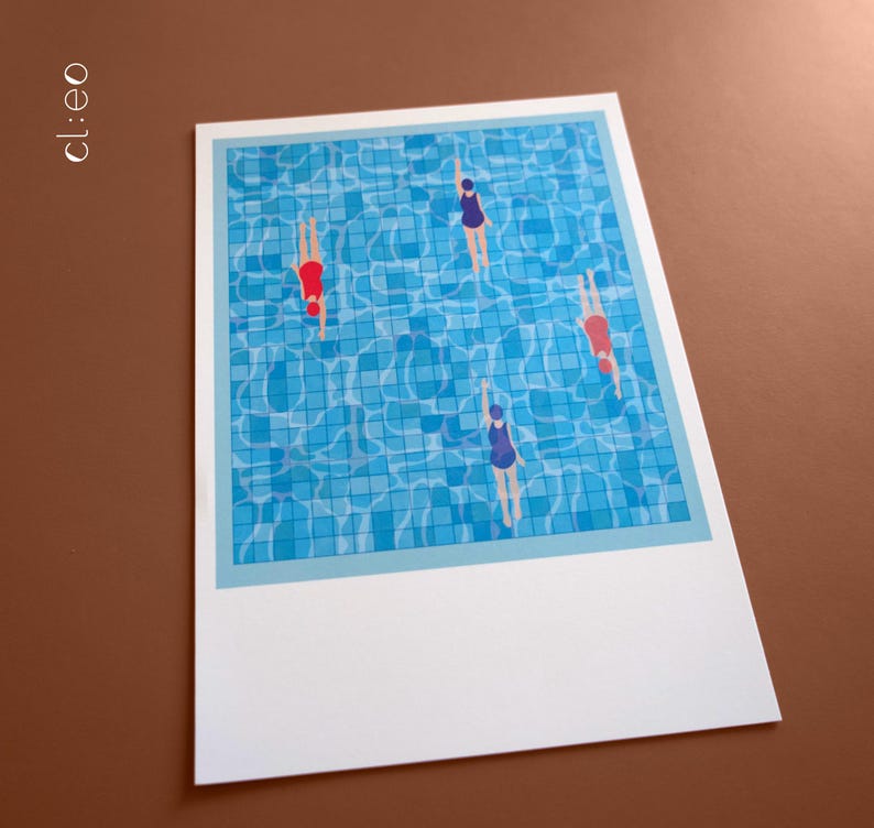 Picture "pool" (DIN A4), Poster, Swimmers in the Pool, Gift, Poster ...