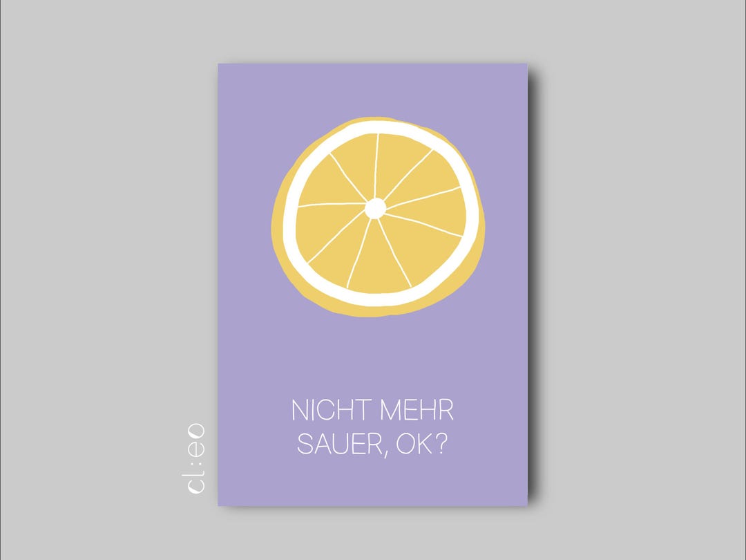 Postcard "not Sour Anymore, Okay?" (DIN A6), Lemon and Lettering ...